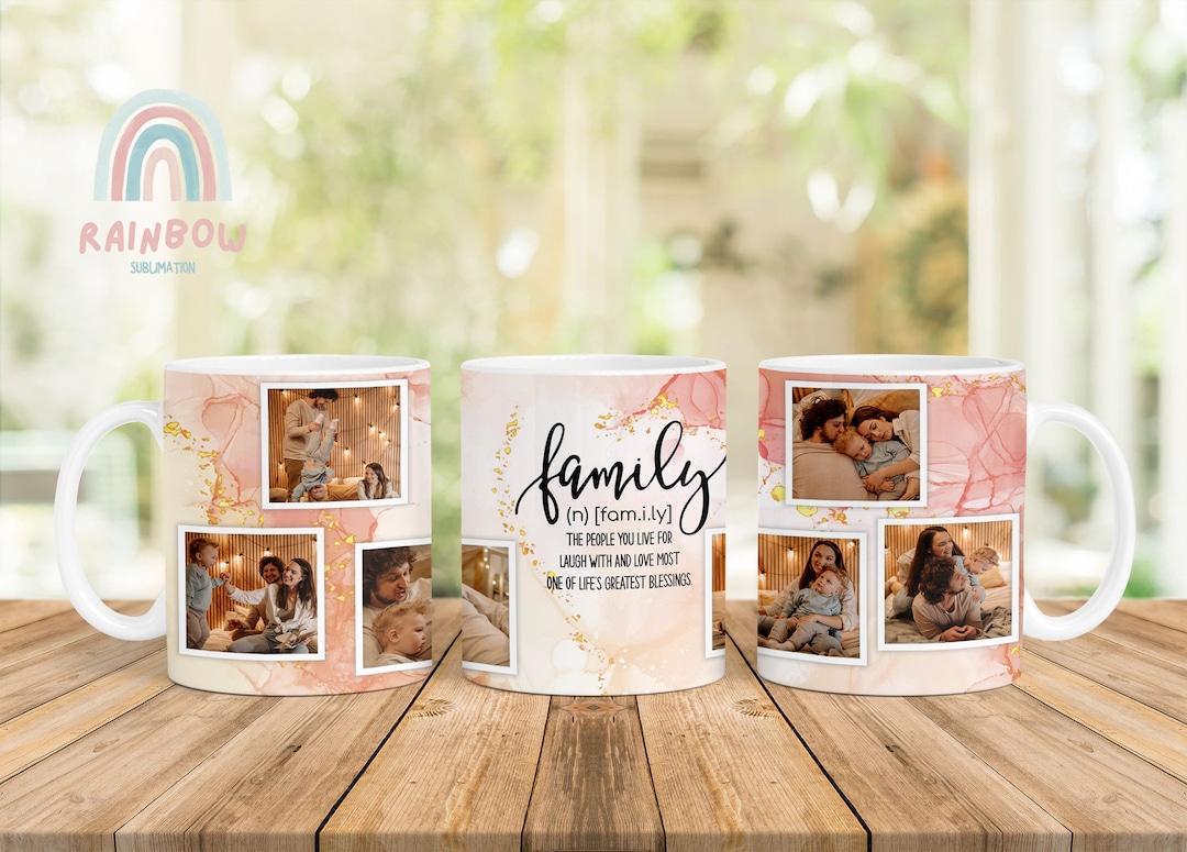 Family Photo Frame Mug Wrap, Add Your Photo Mug Wrap, Family Picture ...