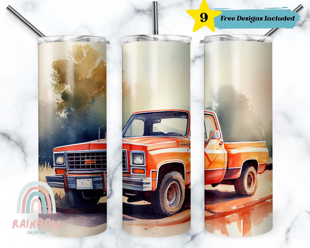 1980s Square Body Truck Tumbler Wrap, Vintage Truck Tumbler Design ...