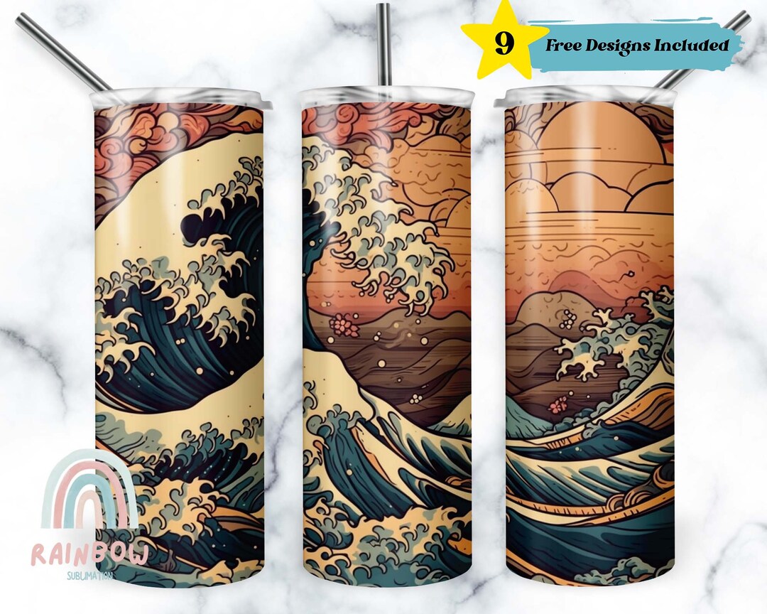 The Great Wave off Kanagawa Tumbler Wrap, Art Tumbler Wrap, Woodblock ...