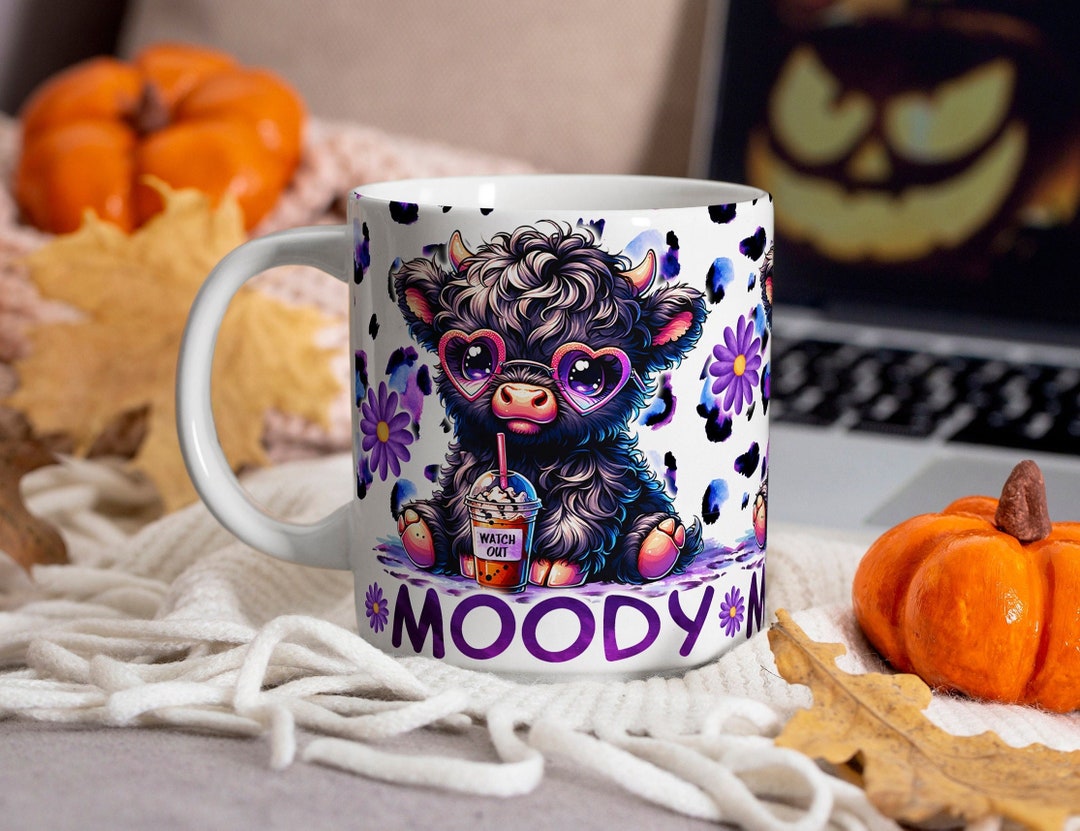 Moody Cow Mug Wrap, Highland Cow Mug Wrap, Cute Cow Mug Wrap, 11oz Mug ...