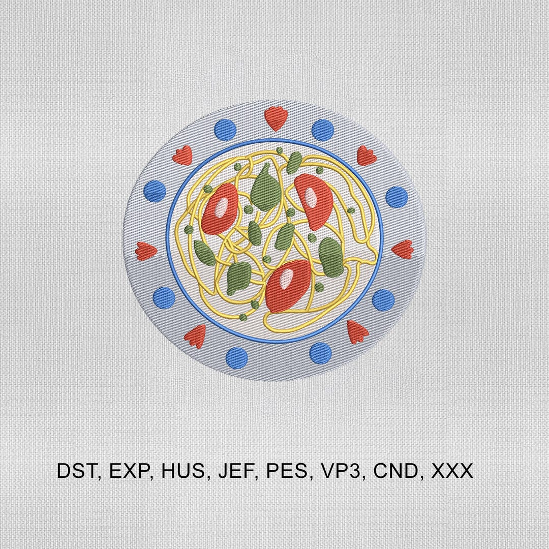 6 Sizes Pasta Embroidery Design, Italian Summer the Market Embroidery ...