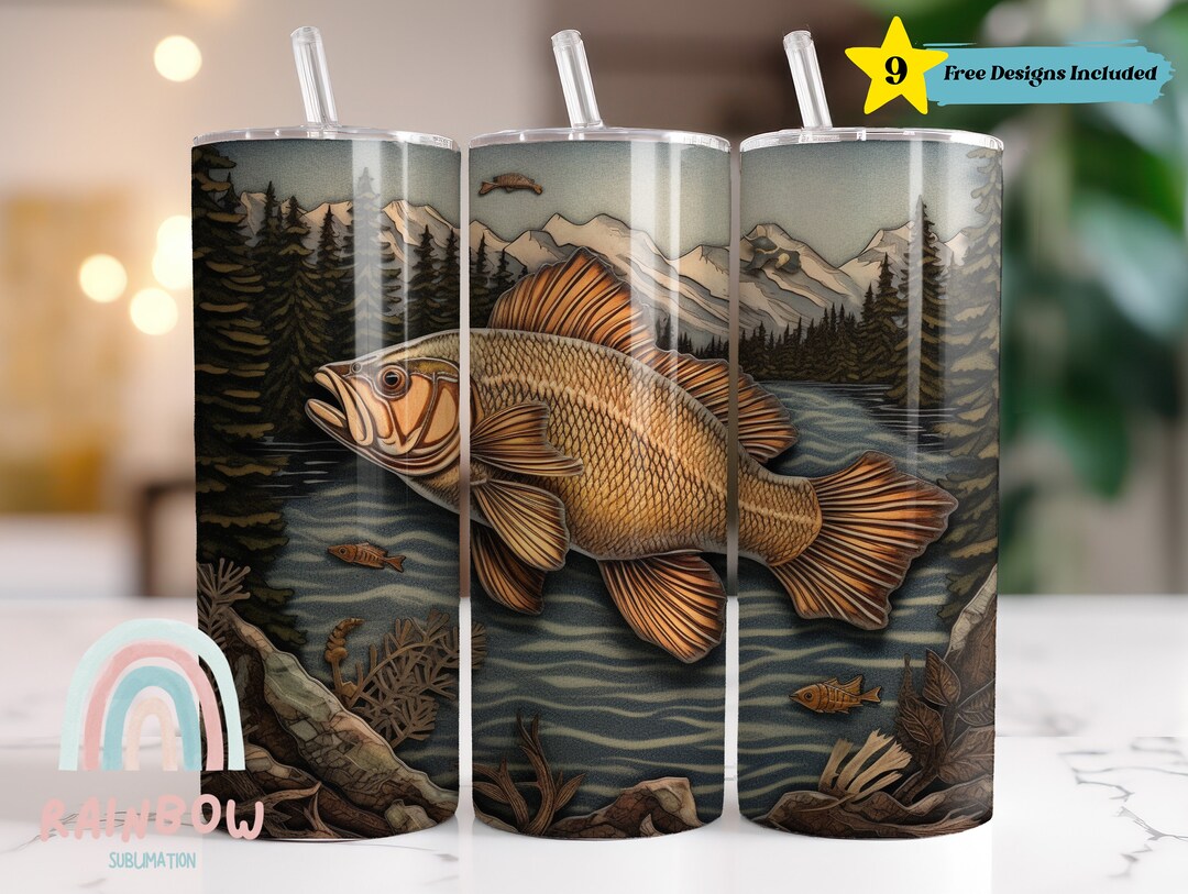 Engraved Bass Fish Tumbler Wrap Bass Fish Tumbler Design - Etsy