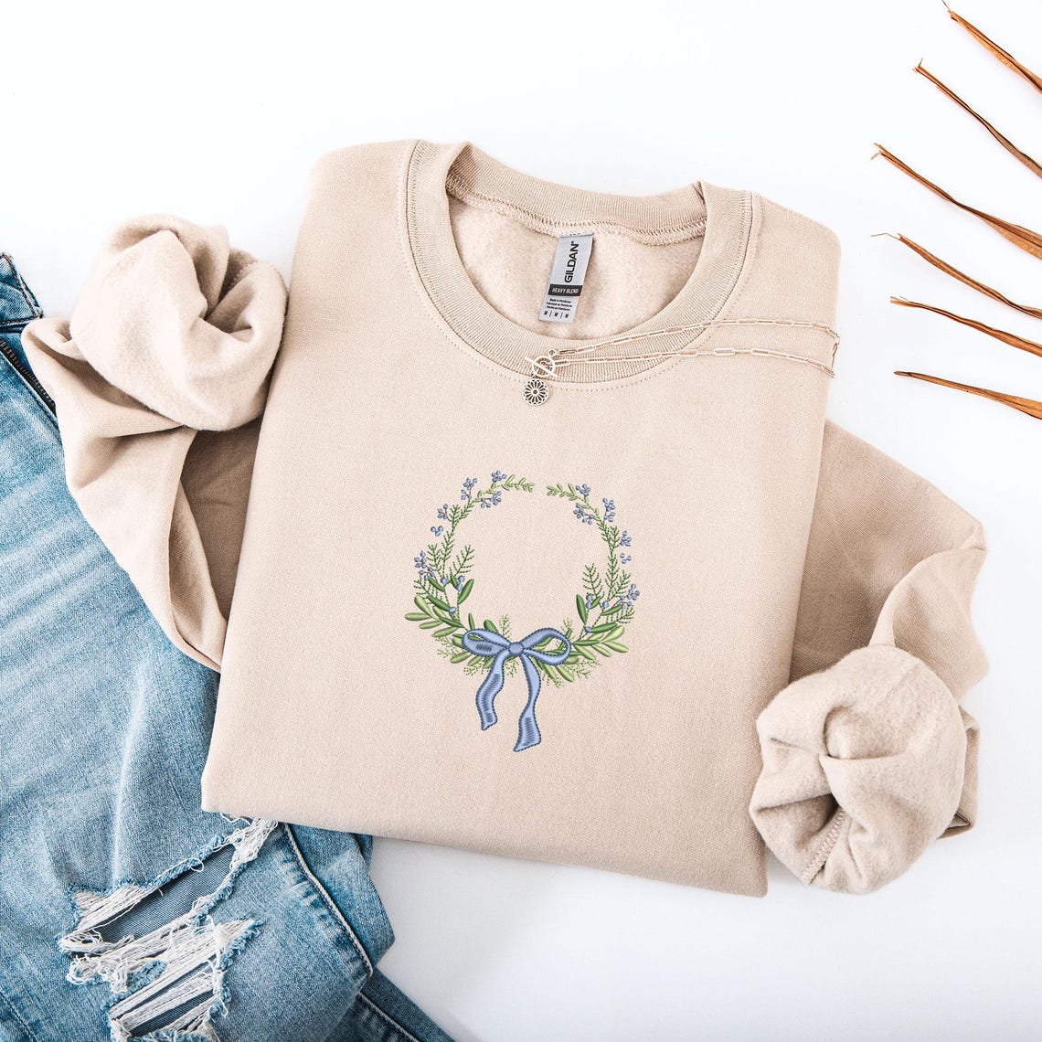 4 Size Blueberry Wreath With Blue Bow Embroidery Design, Monogram Frame ...