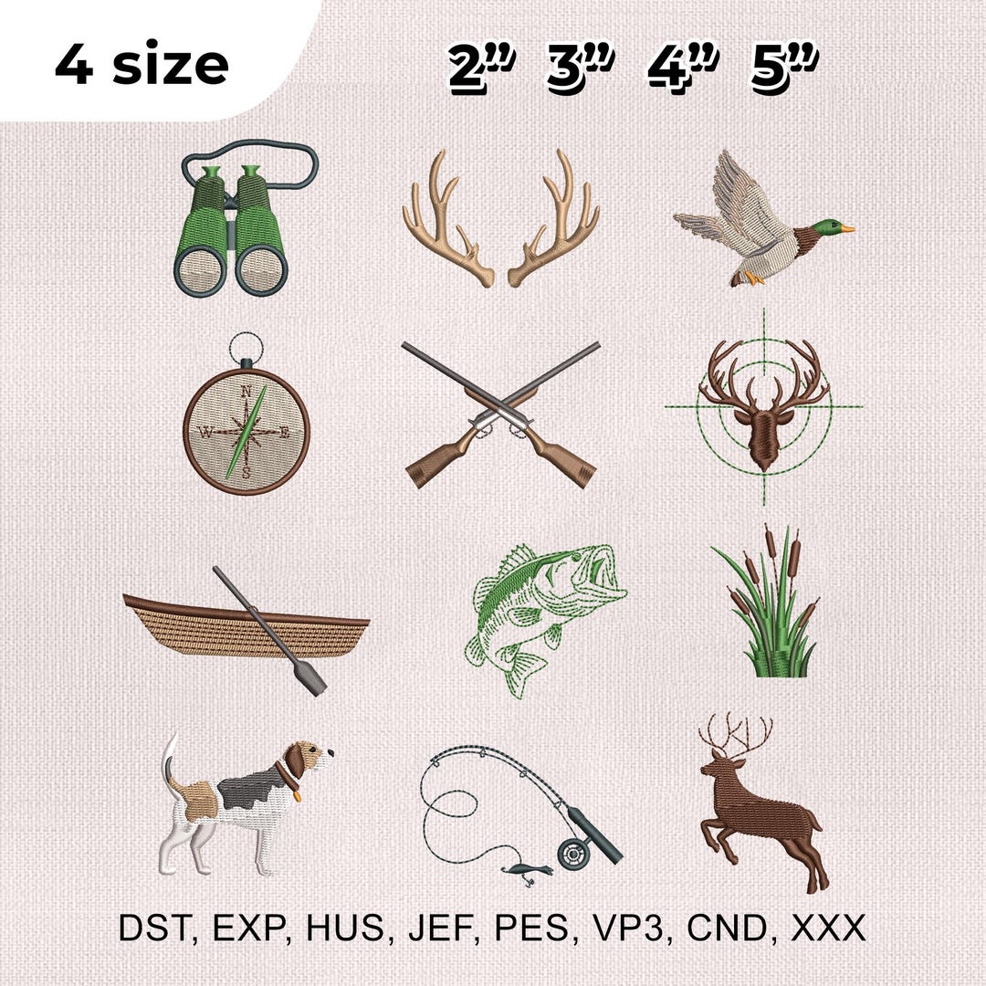 12 Mini Hunting Icons Embroidery Design Bundle, Hunting Season ...