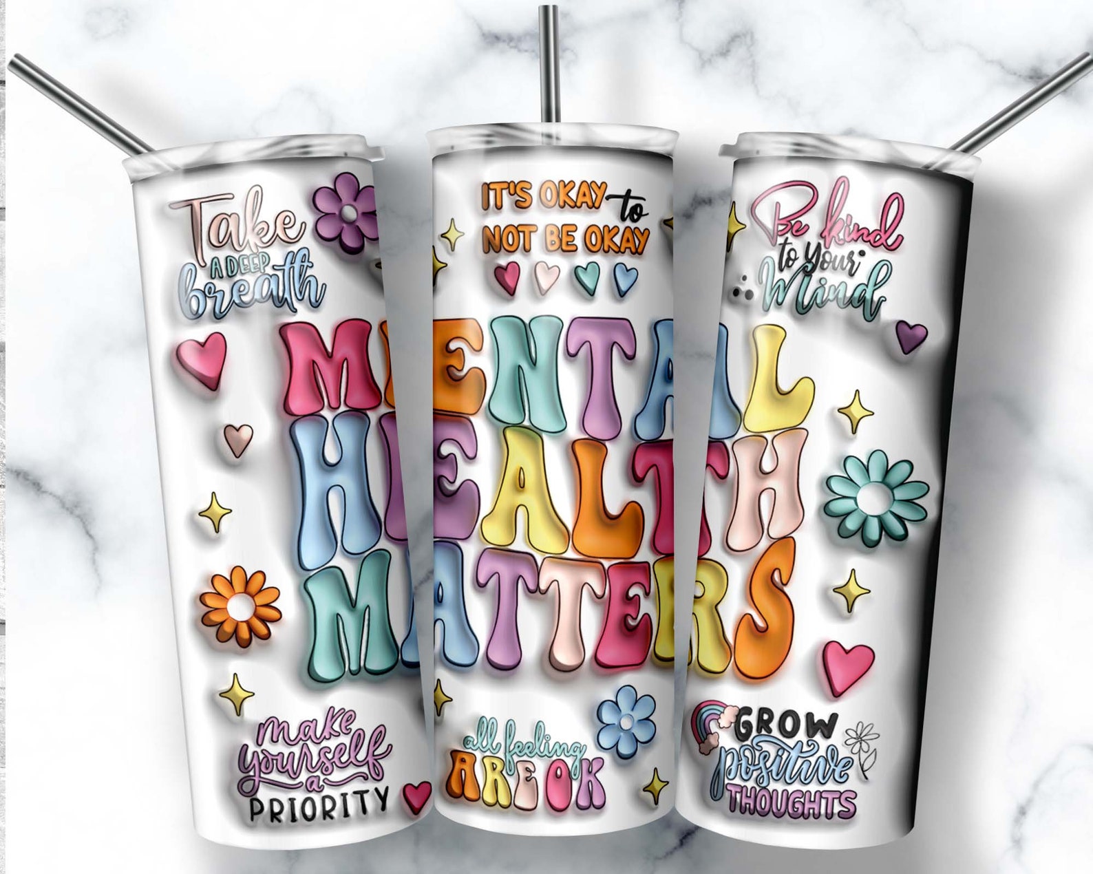 Mental Health Matter Tumbler Wrap,3d Inflated Mental Health Wrap ...