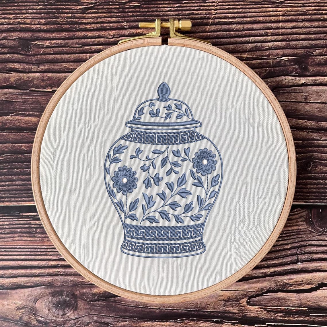 5 Size Ginger Jar Embroidery Design, Blue and White Ginger Jar ...