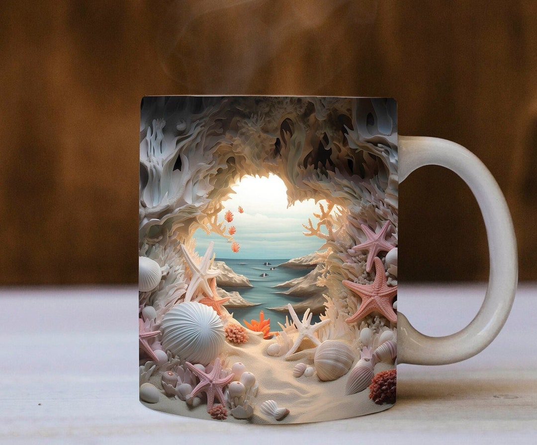 3D Beach Landscape Mug, Beach Mug Design, 3D Mug, 11oz Mug & 15oz Mug ...
