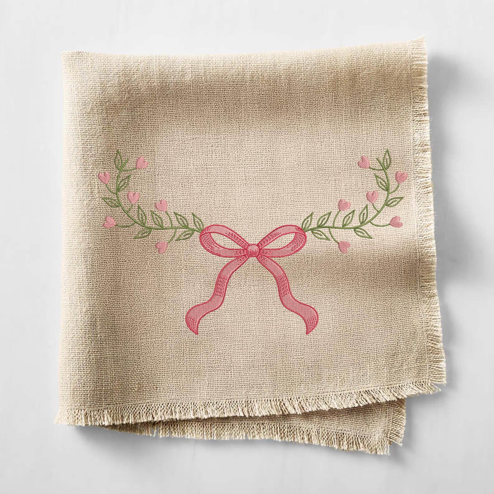 5 Size Heart Rosebud Embroidery Design, Floral Vine Embroidery Design ...