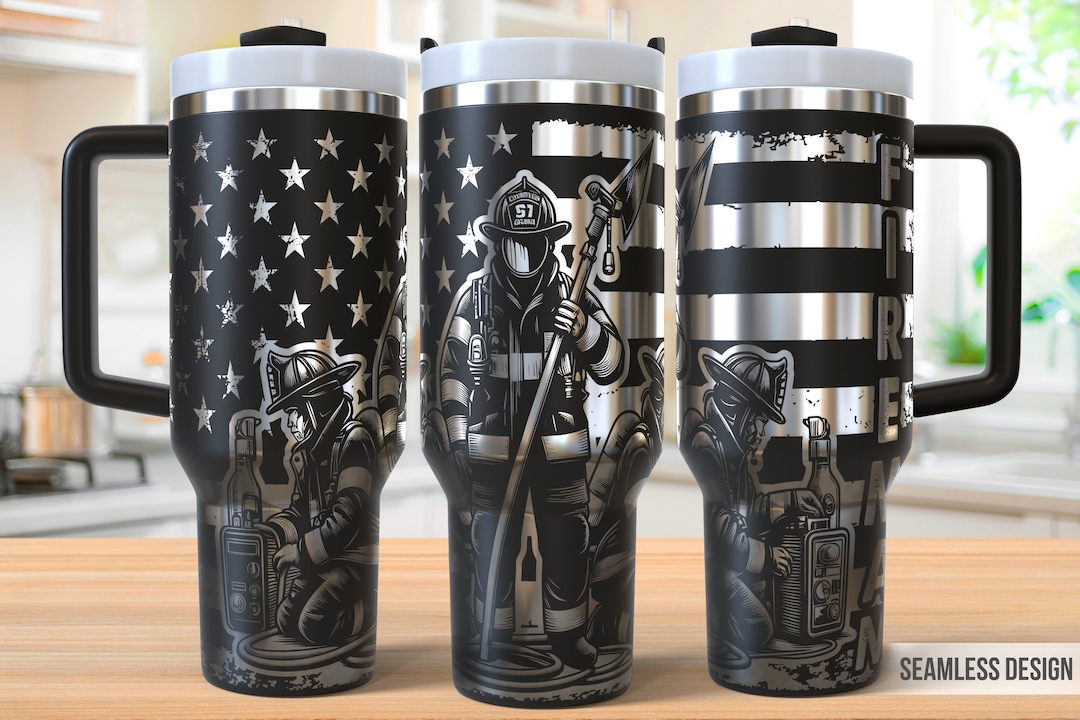 Firefighters 40oz Tumbler Laser Engraving Wrap, Tumbler Laser Svg, 40oz ...