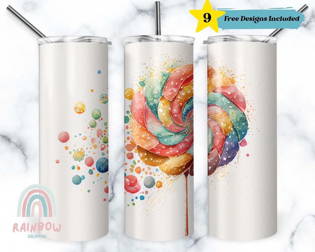 Lollipop Tumbler Wrap, Sweet Tumbler Design, Sublimation Tumbler Design ...