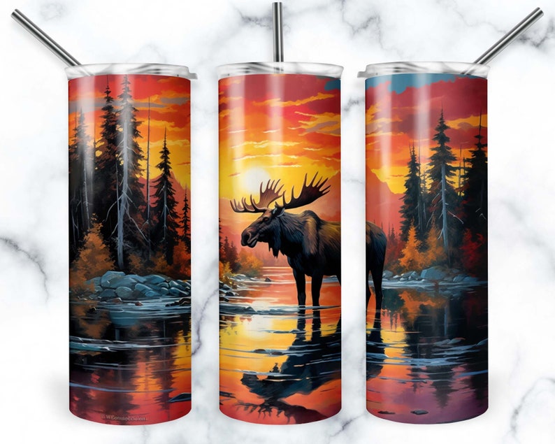 Moose Painting Tumbler Wrap Bull Moose Tumbler Design - Etsy
