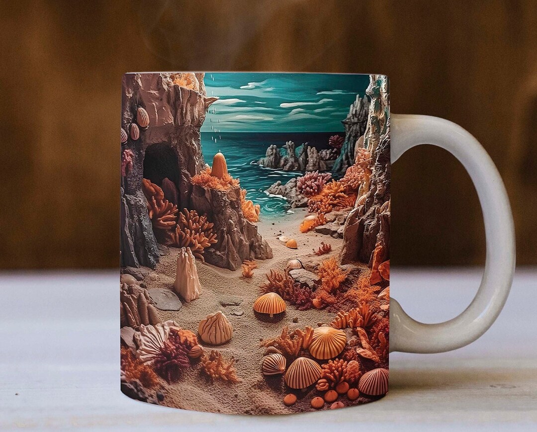 3D Beach Landscape Mug Beach Mug Design 3D Mug 11oz Mug & - Etsy