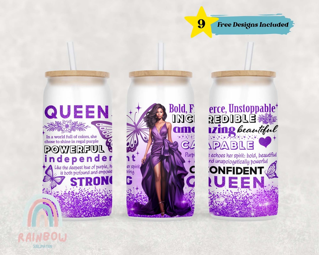 Black Women Glass Can Wrap, Positive Affirmation Libbey 16oz Glass Can ...