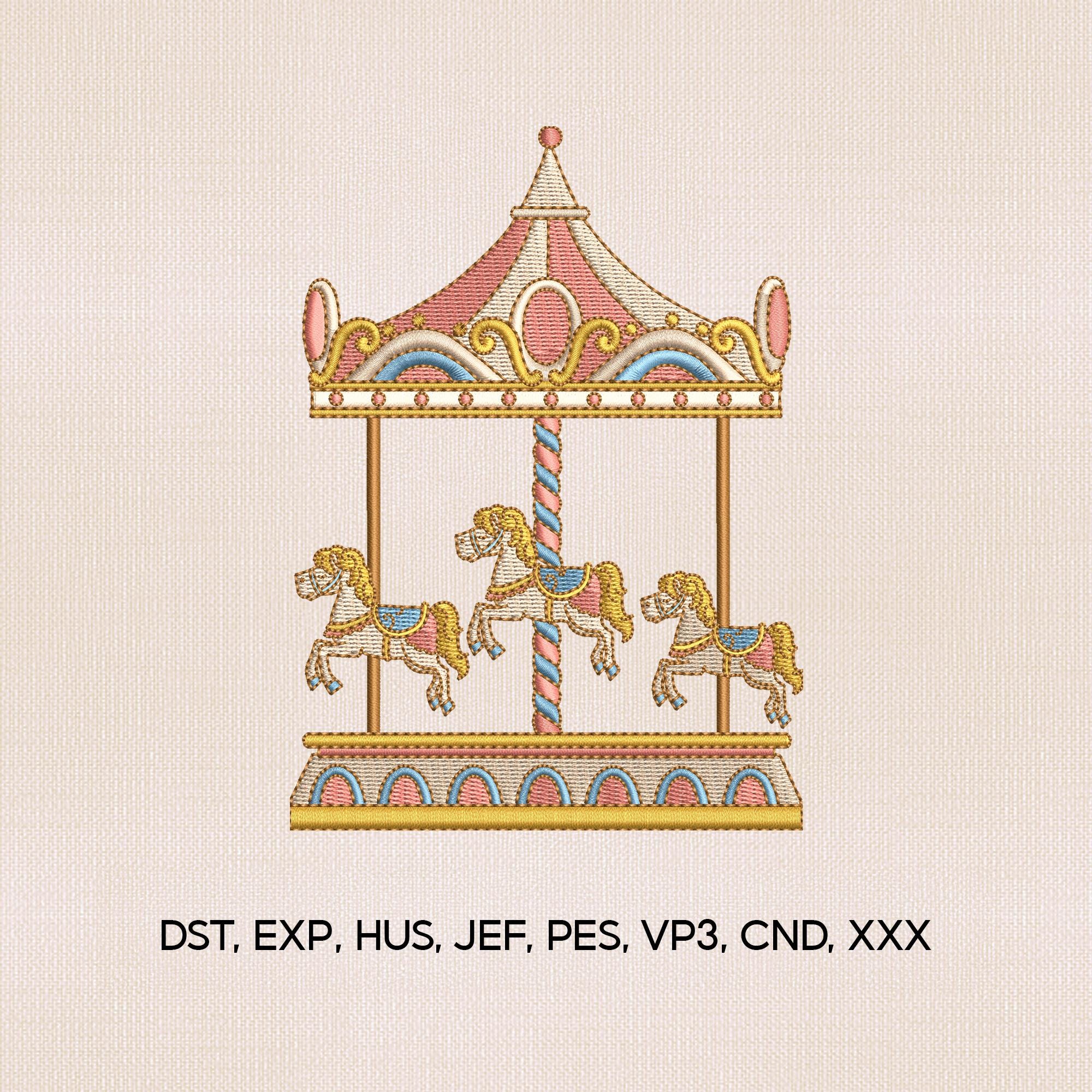 4 Carousel Horse Circus Embroidery Design Bundle, Carousel Horse ...