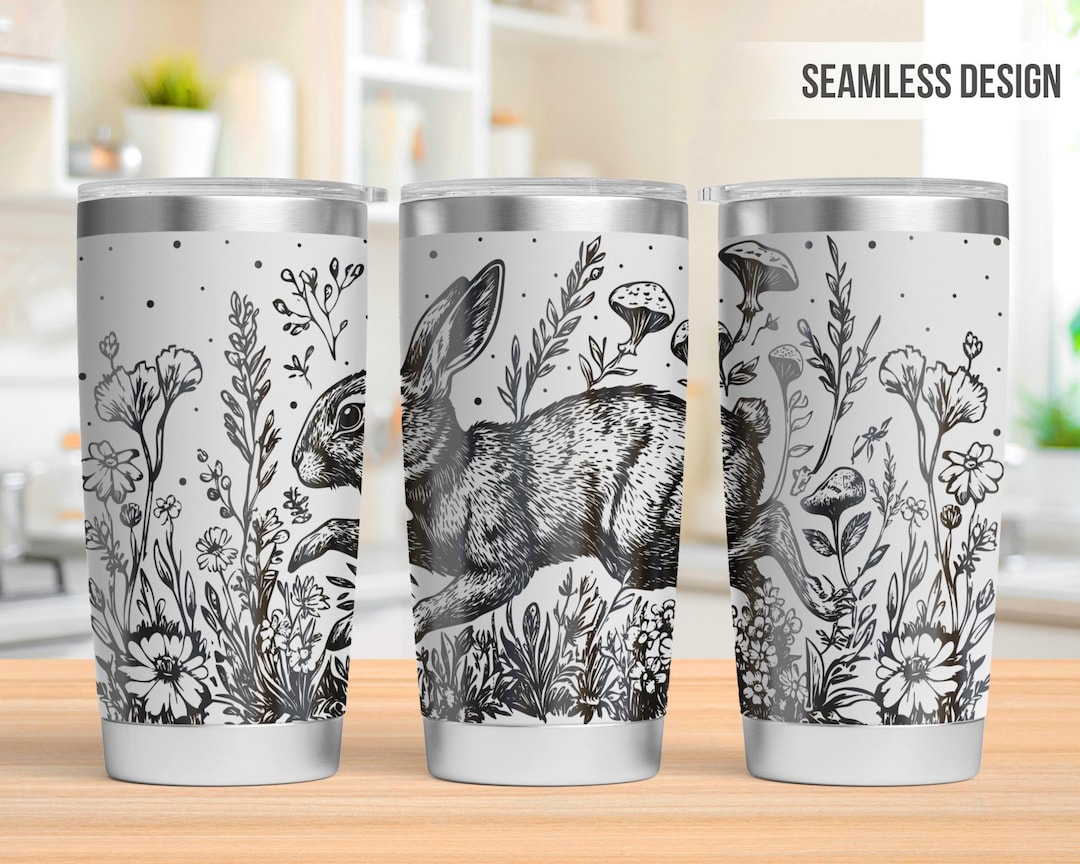 Rabbit 20oz Tumbler Laser Engraving Wrap, Rabbit Linocut Tumbler Wrap ...