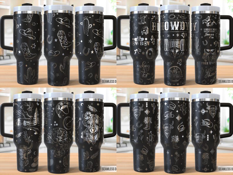 Western Cowboy Tumbler Laser Svg Bundle, Cowgirl 40oz Tumbler Full Wrap ...