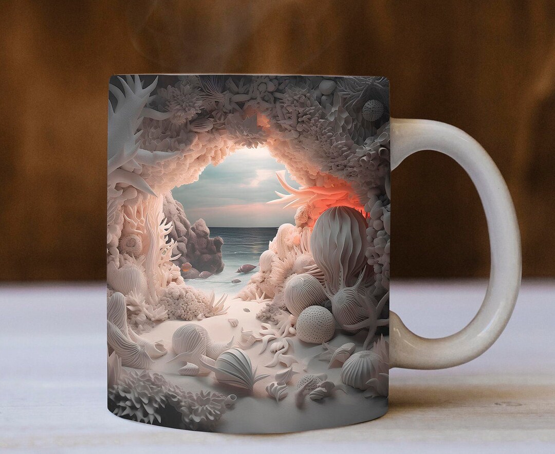 3D Beach Landscape Mug, Beach Mug Design, 3D Mug, 11oz Mug & 15oz Mug ...