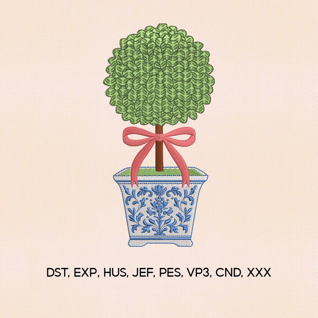 4 Size Willow Topiary Embroidery Design, Chinoiserie Willow Tree ...