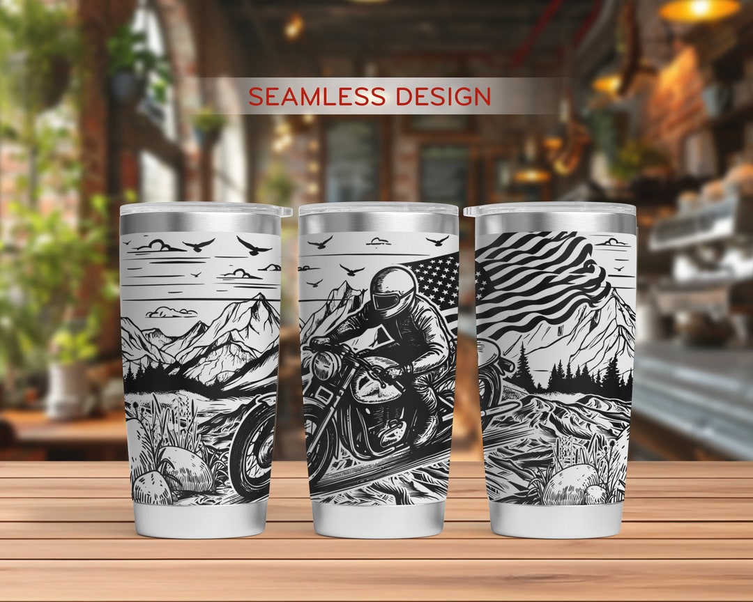 Biker Tumbler Laser Svg, Motorcycle 20oz Tumbler Full Wrap Laser Svg ...
