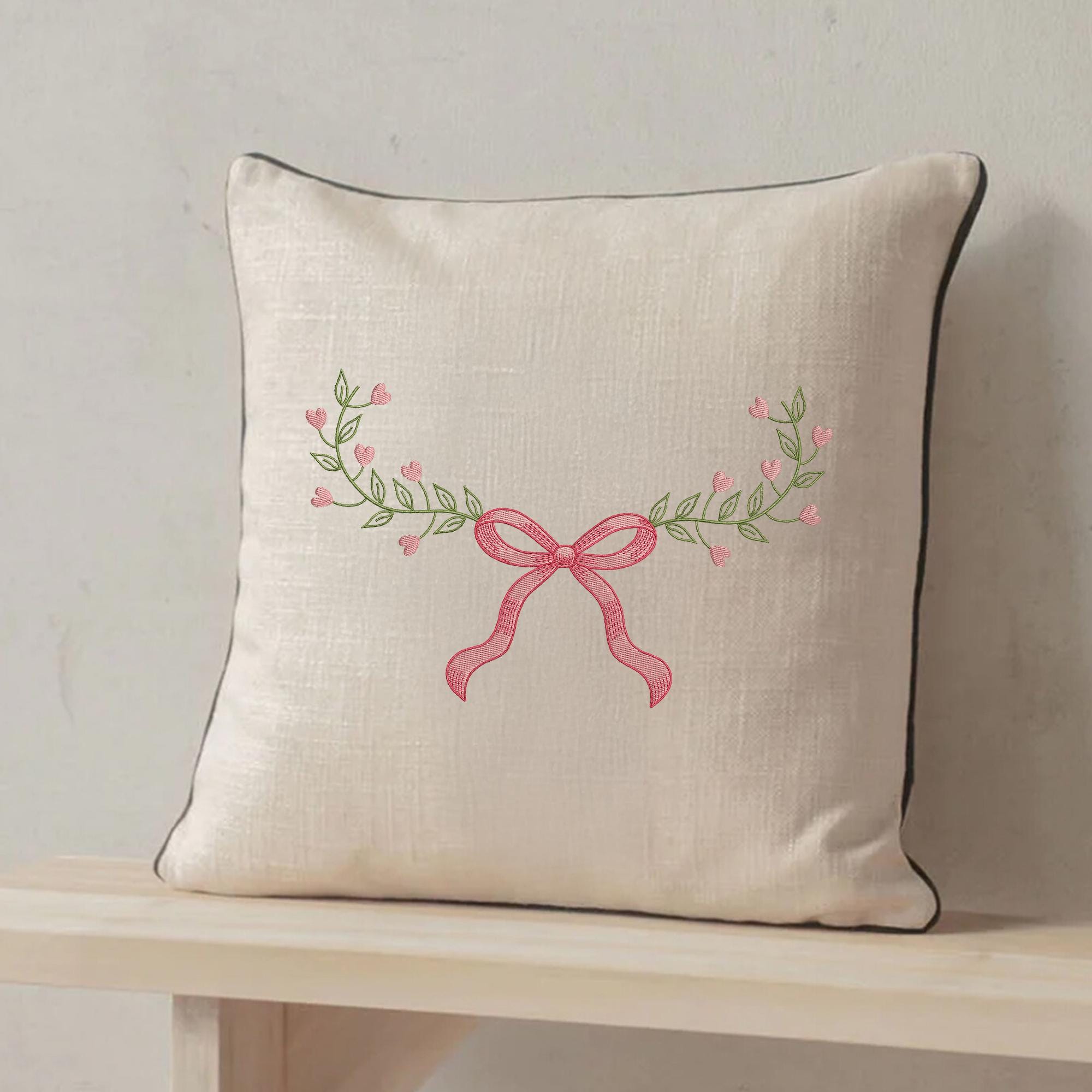 5 Size Heart Rosebud Embroidery Design, Floral Vine Embroidery Design ...