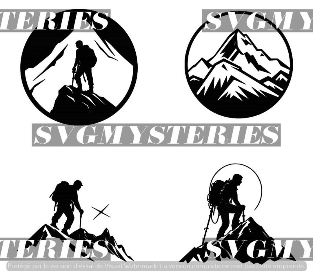 Digital File of 4 Mountaineering Designs, Version 1, SVG Plexi Wood ...