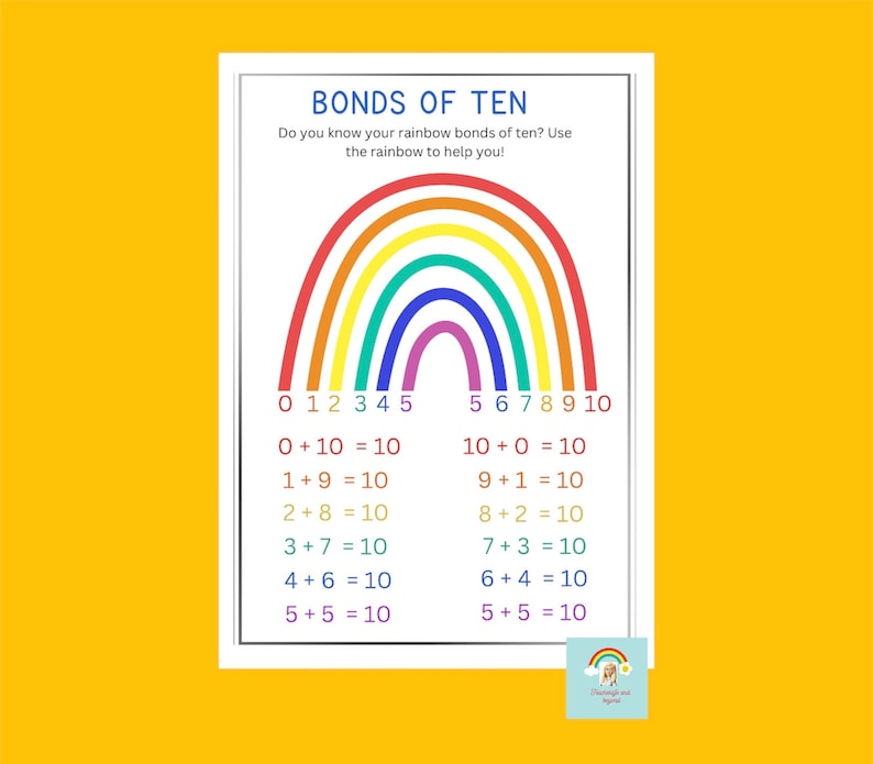 Printable Digital Teacher Rainbow Bonds of Ten Poster A4 - Etsy