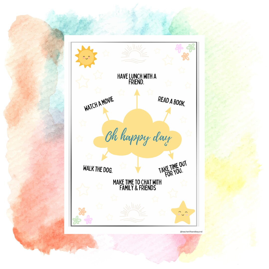 Printable Download Oh Happy Day - A4 Well Being Print Poster - Etsy