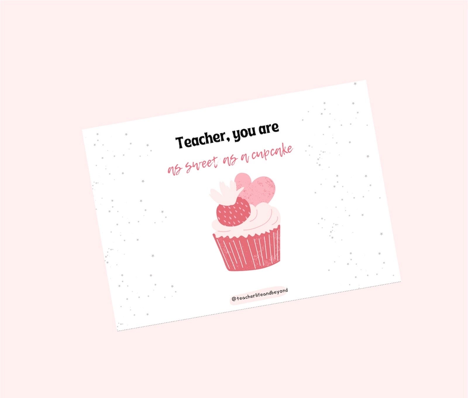 Printable Cupcake Teacher Card Teacher You Are as Sweet as a Cupcake A5 ...