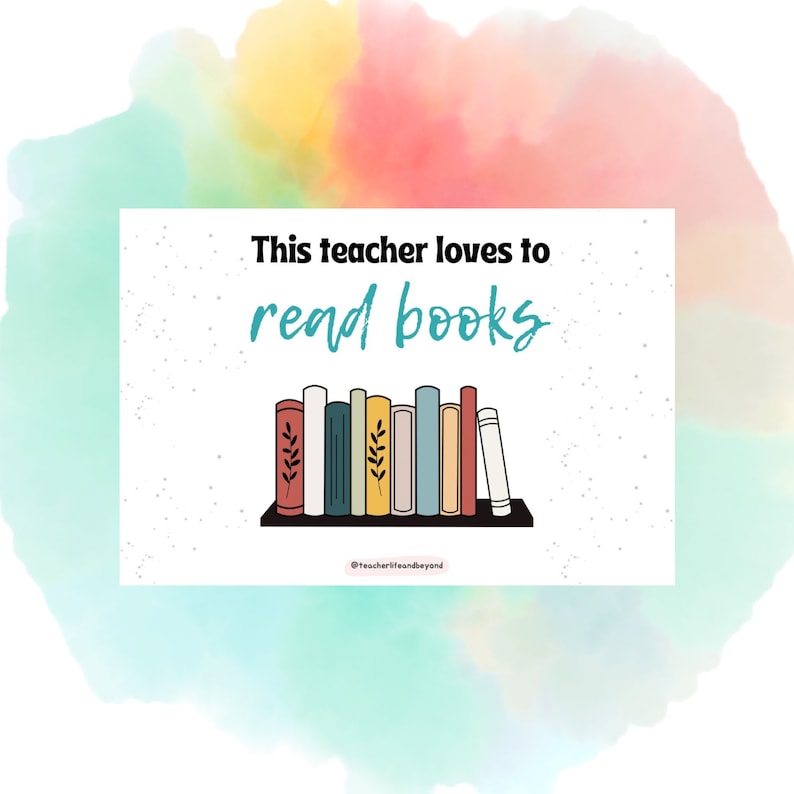 Printable Teacher Book Card - This Teacher Loves to Read Books A5 Size ...