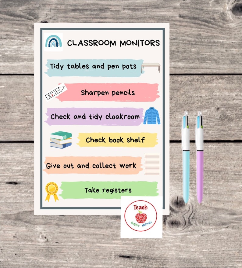 Teacher Classroom Monitors Poster - Digital Download - Etsy
