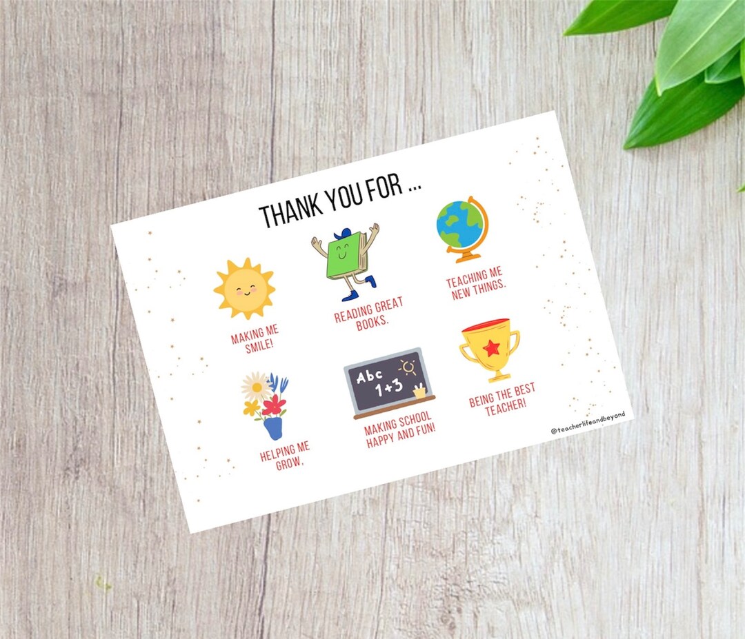 Printable Thank You Teacher Card - A5 Size - Etsy