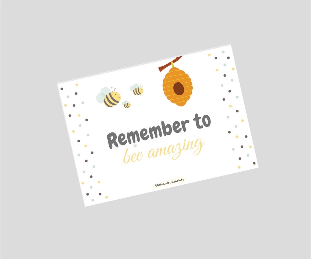Printable Bee Amazing Card - Remember to Be Amazing A5 Size - Etsy UK
