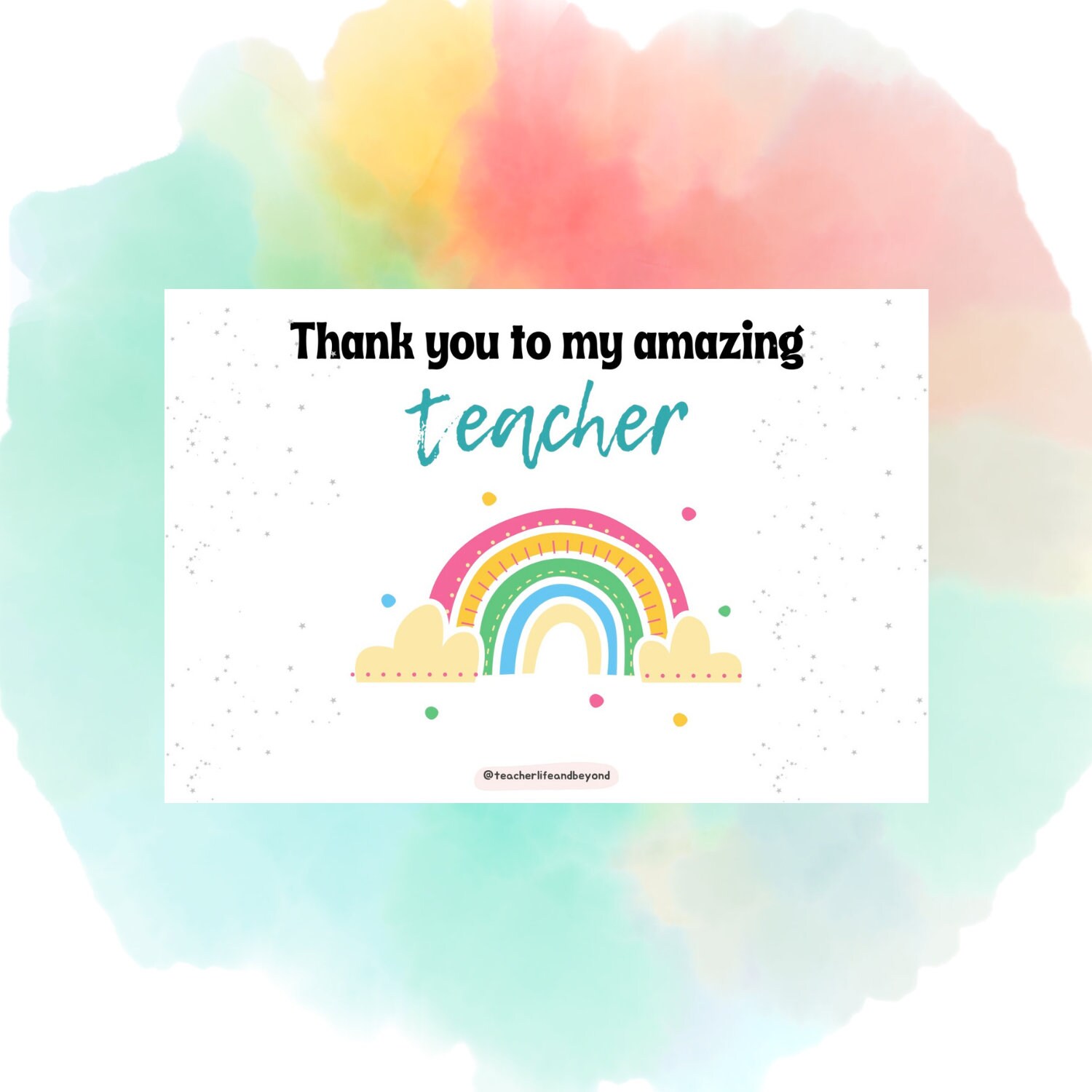 Printable Sun Happy Card - Thank You to My Amazing Teacher A5 Size - Etsy