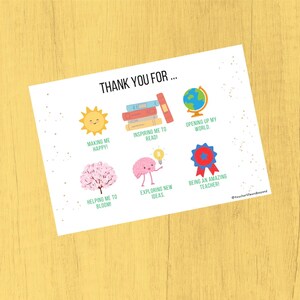 Printable Thank You Teacher Card - A5 Size - Etsy