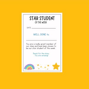 Teacher Classroom Star Student of the Week Note to Send Home - Digital ...