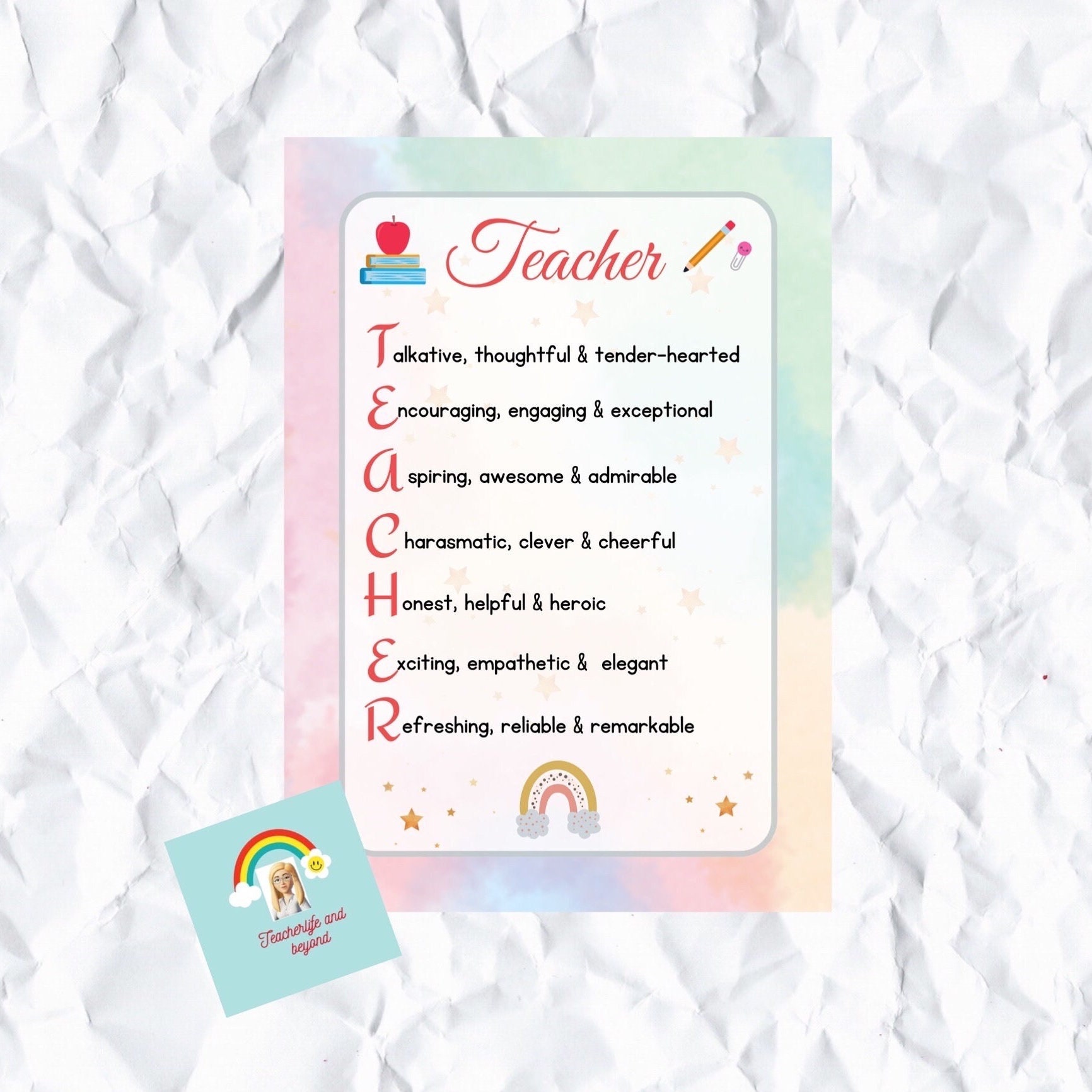 Teacher Poem Gift Print Add to a Frame - Etsy