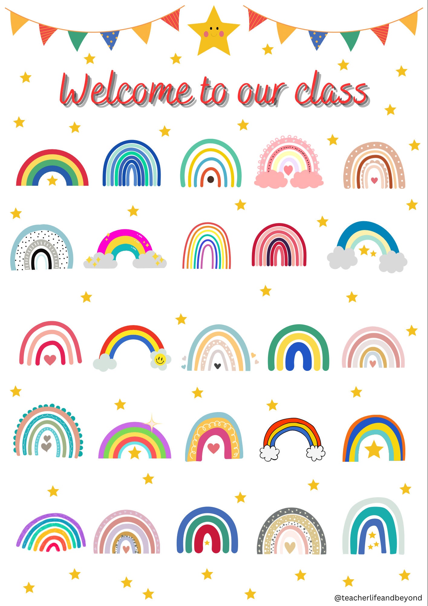 Rainbow Classroom Printables – Teacher Posters, Student of the Week ...