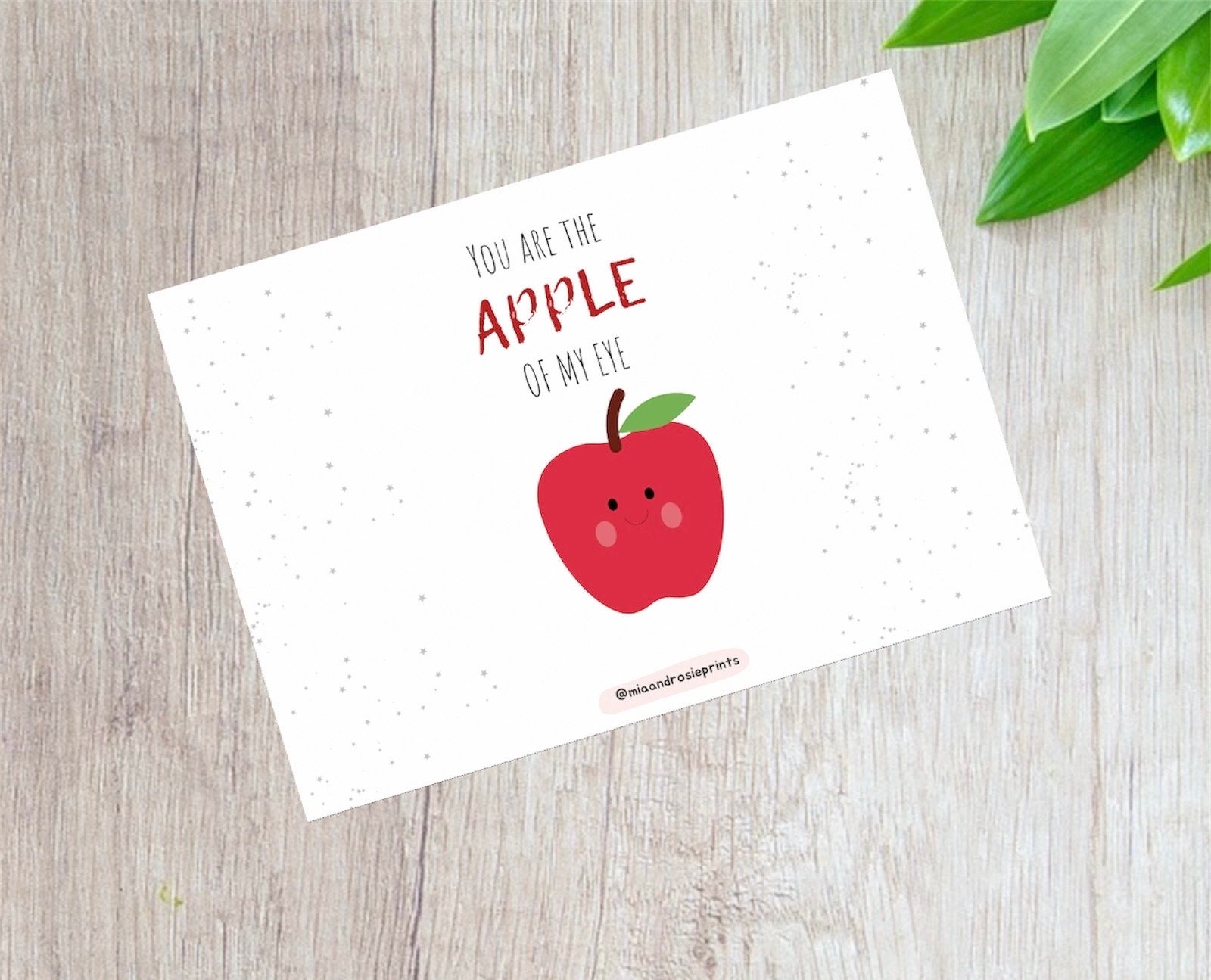 Printable Motivational Card - You Are the Apple of My Eye A5 Size - Etsy