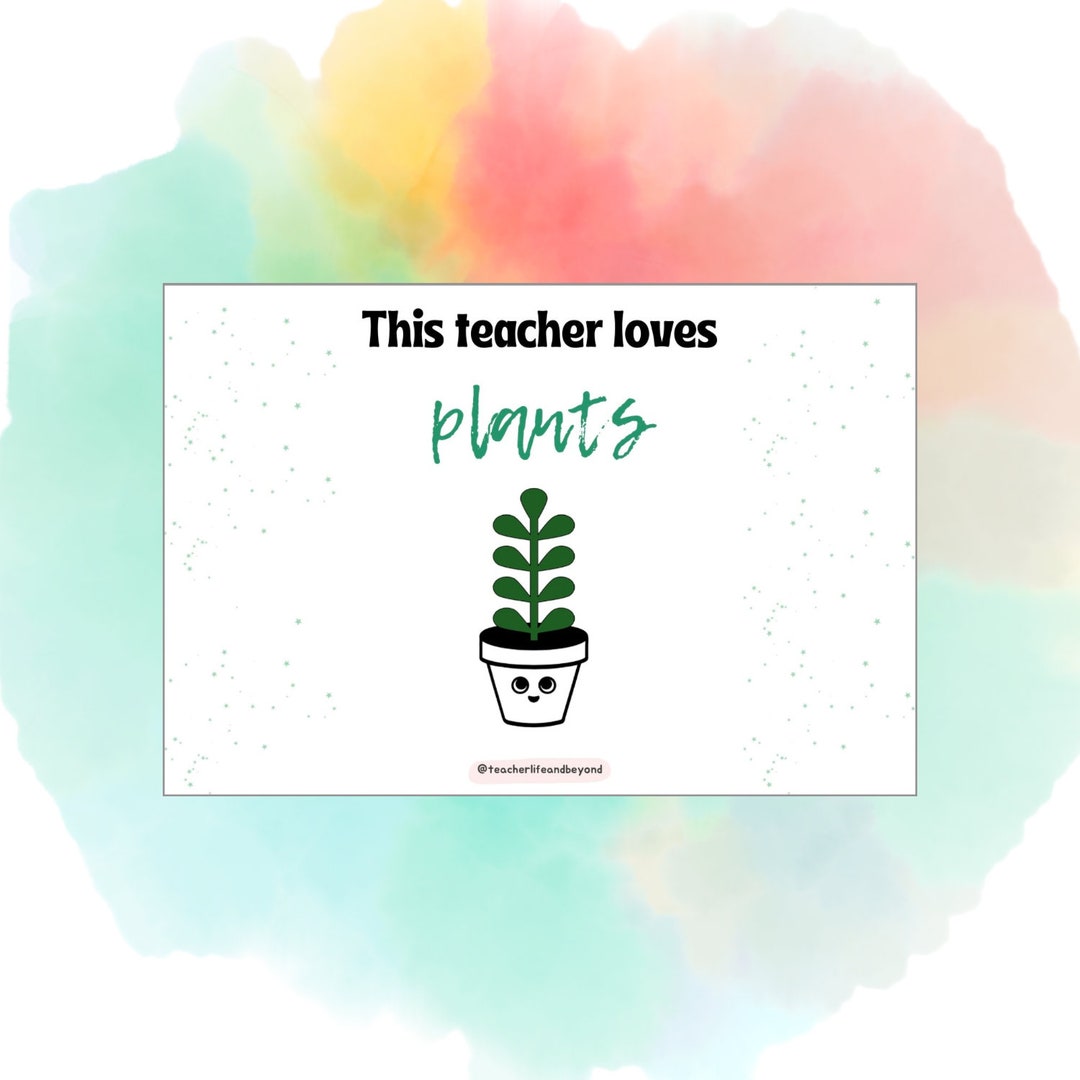 Printable Teacher Plant Card - This Teacher Loves Plants A5 Size - Etsy