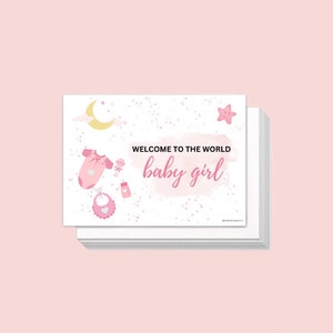 Printable Welcome to the World Baby Girl A5 Size - Etsy