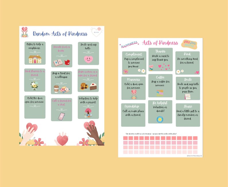 Printable Acts of Kindness - A4 Well Being Print Posters - Etsy