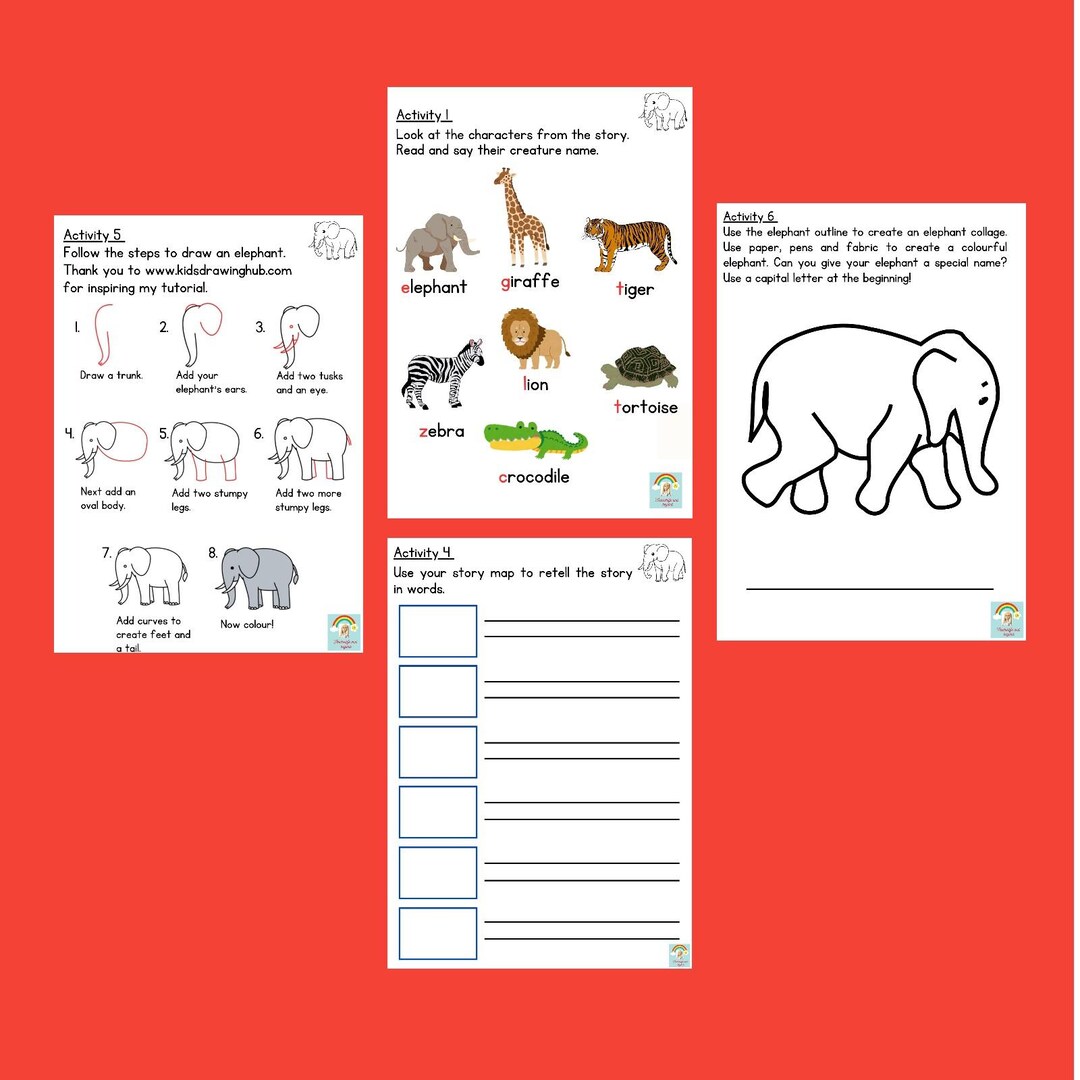 Elmer the Elephant Activity Pack - 4 Activities & Certificate - Etsy