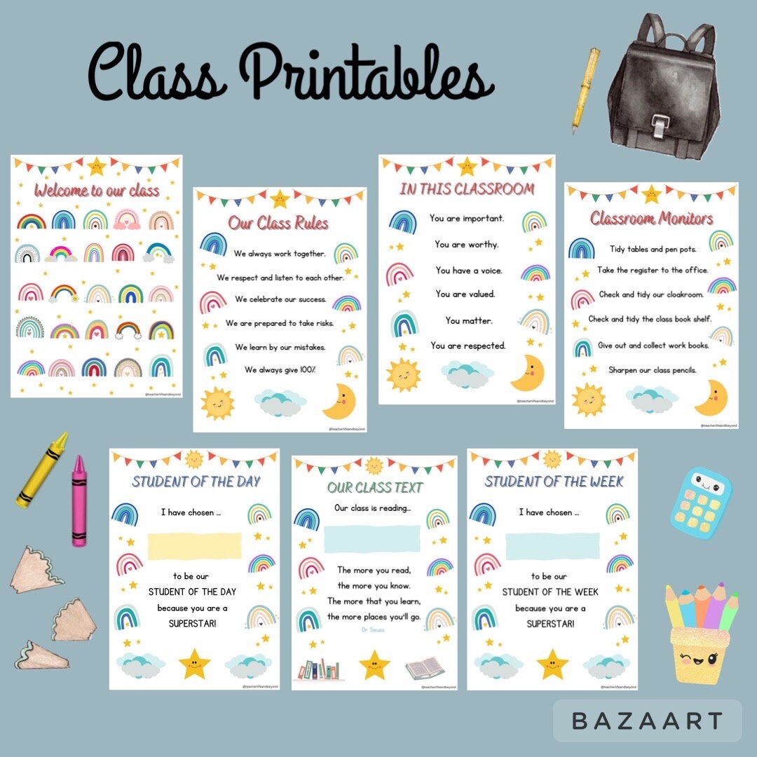 Rainbow Classroom Printables – Teacher Posters, Student of the Week ...