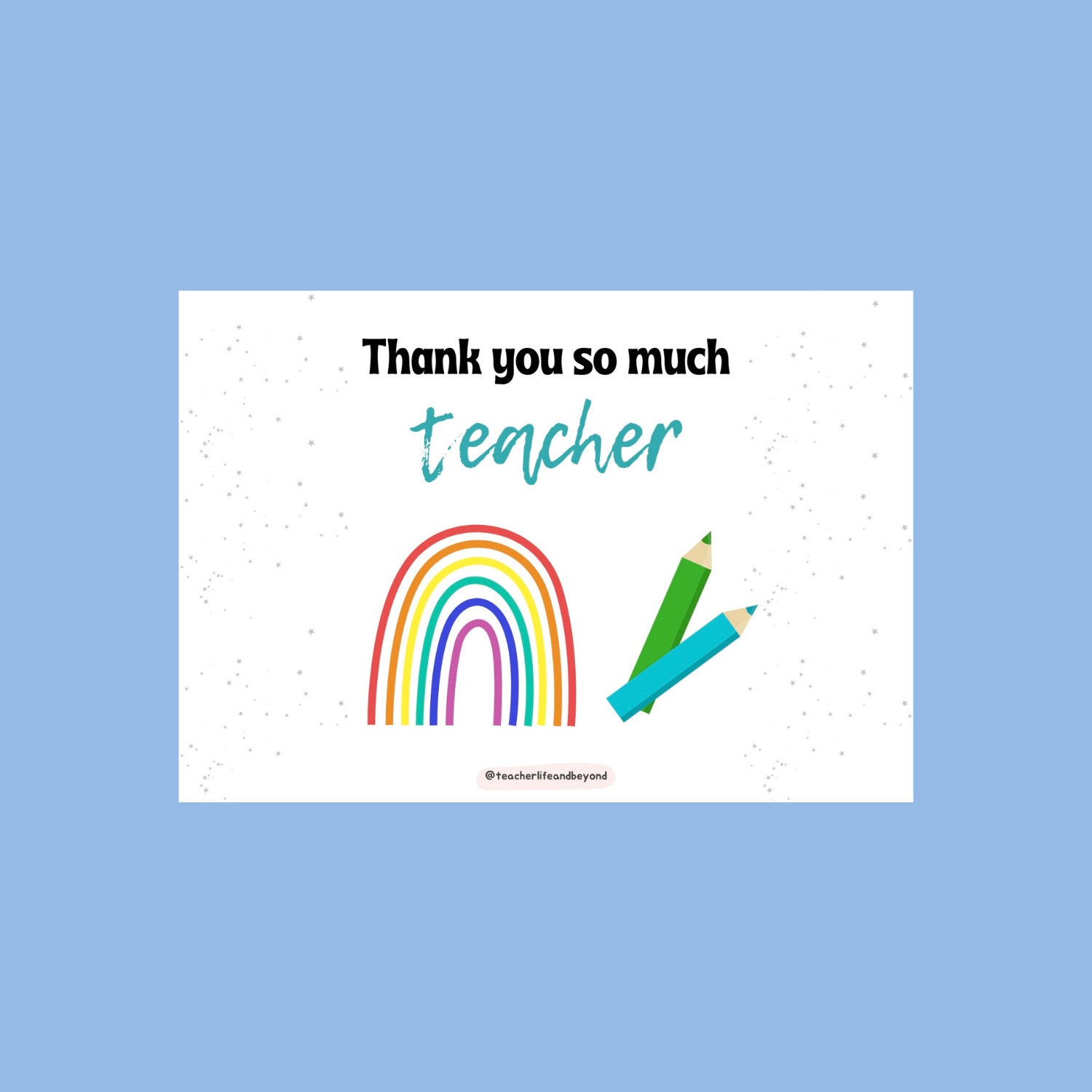 Printable Teacher Rainbow Card - Thank You so Much Teacher A5 Size - Etsy