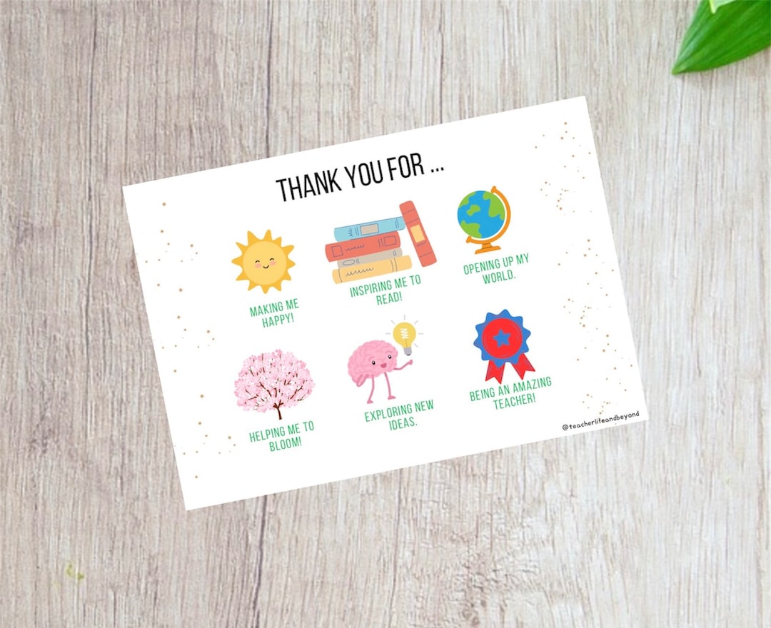Printable Thank You Teacher Card - A5 Size - Etsy