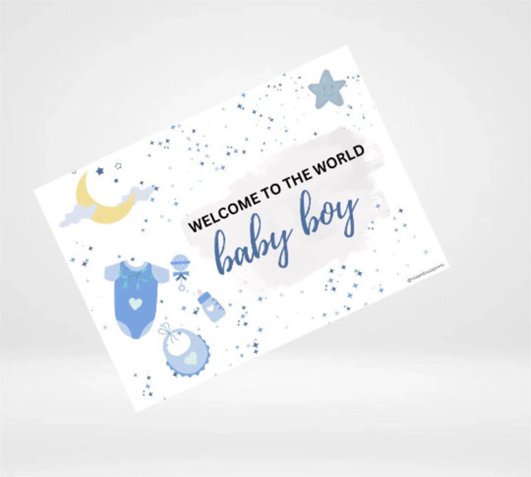 Printable Welcome to the World Baby Boy Card A5 Size - Etsy UK