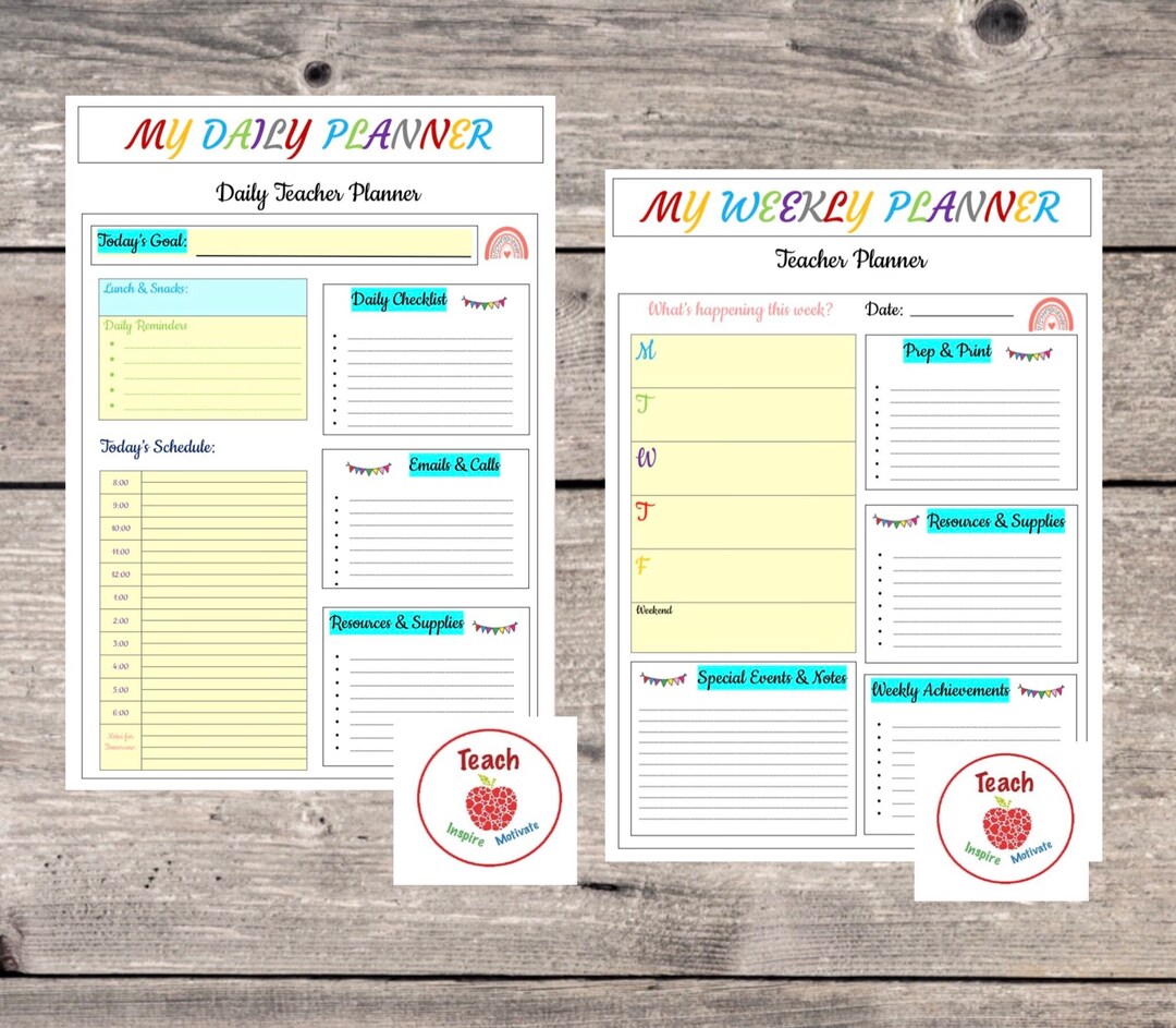 Teacher Daily & Weekly Planner - Digital Download - Etsy