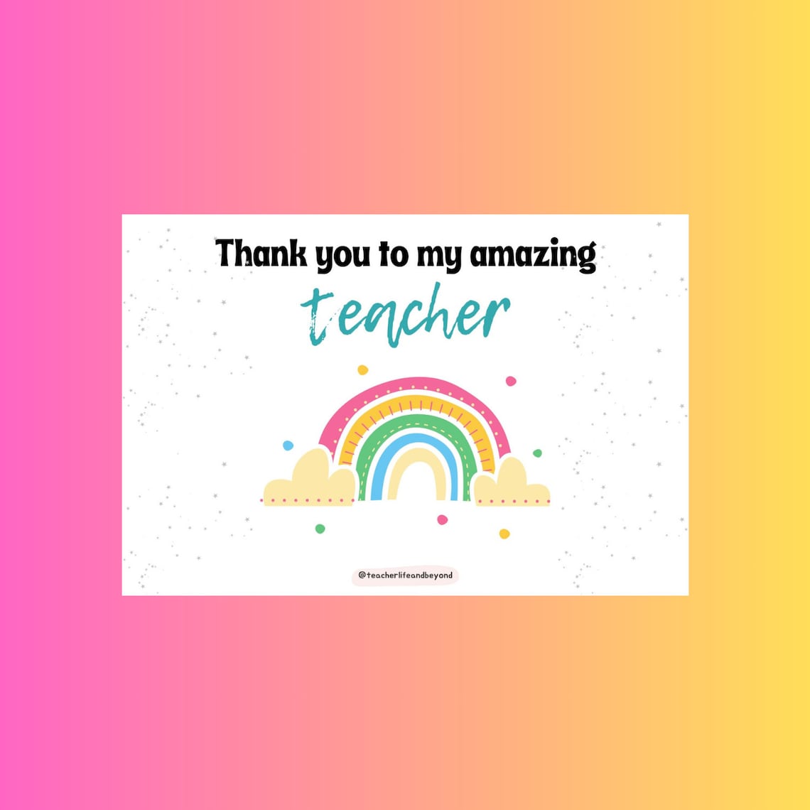 Printable Sun Happy Card - Thank You to My Amazing Teacher A5 Size - Etsy