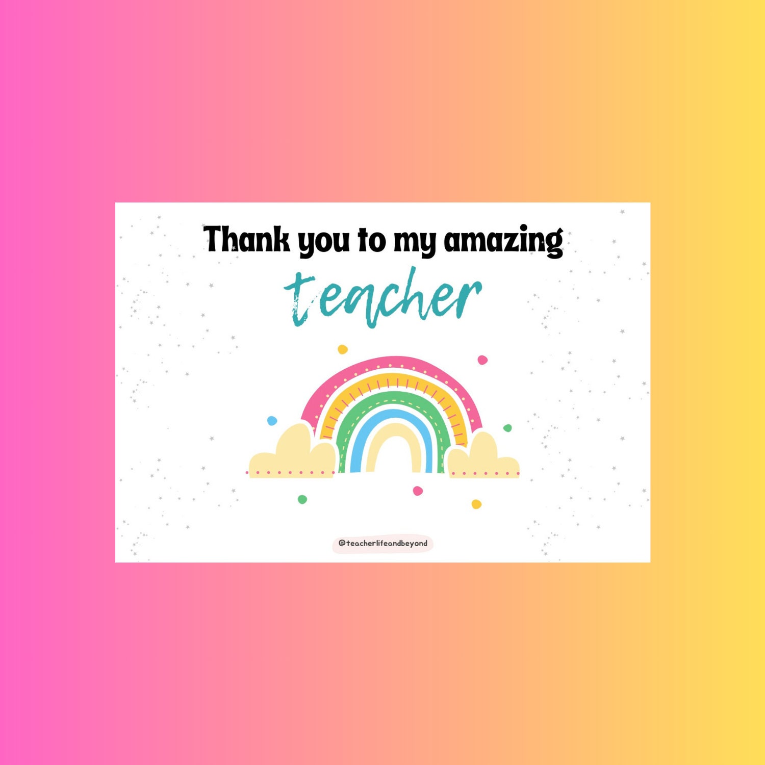Printable Sun Happy Card - Thank You to My Amazing Teacher A5 Size - Etsy