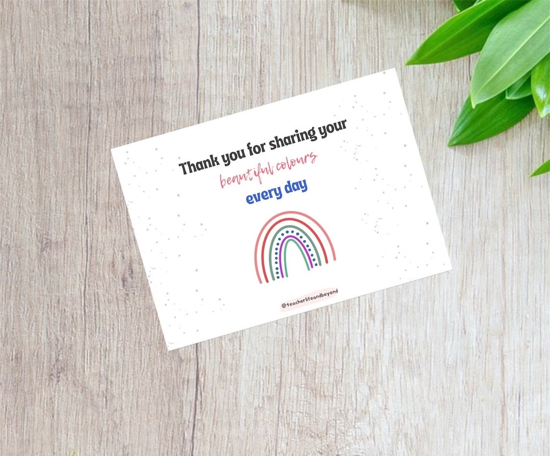 Printable Rainbow Teacher Card - Thank You for Sharing Your Beautiful ...